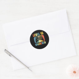 Level 16 unlocked classic round sticker | Zazzle