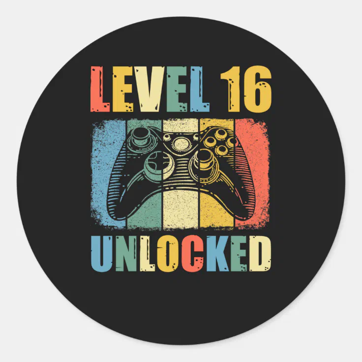 Level 16 unlocked classic round sticker | Zazzle