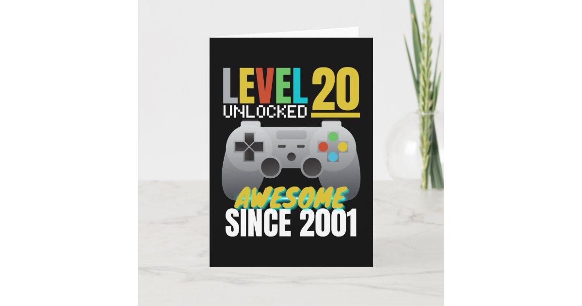 Level 20 Unlocked Awesome Since 2001 Card | Zazzle
