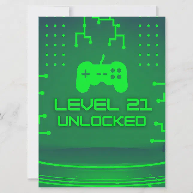Level 21 Unlocked Gaming 21st Birthday Invitation | Zazzle