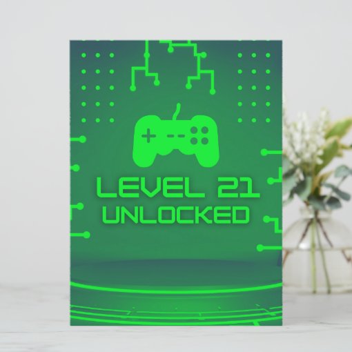 Level 21 Unlocked Gaming 21st Birthday Invitation | Zazzle
