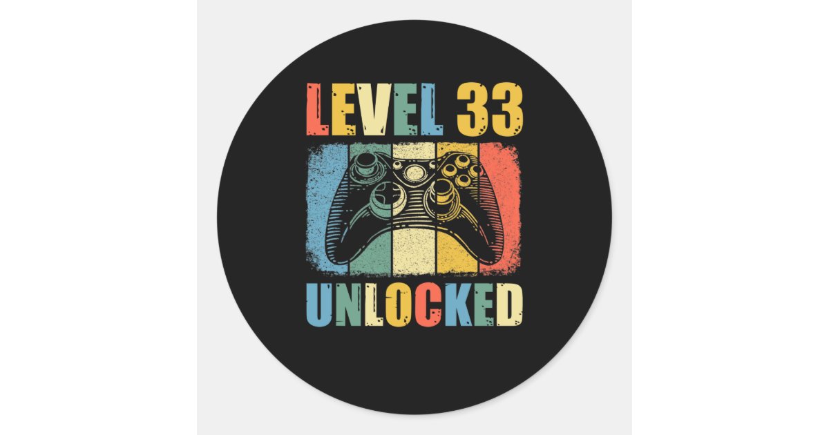 Level 33 unlocked classic round sticker | Zazzle