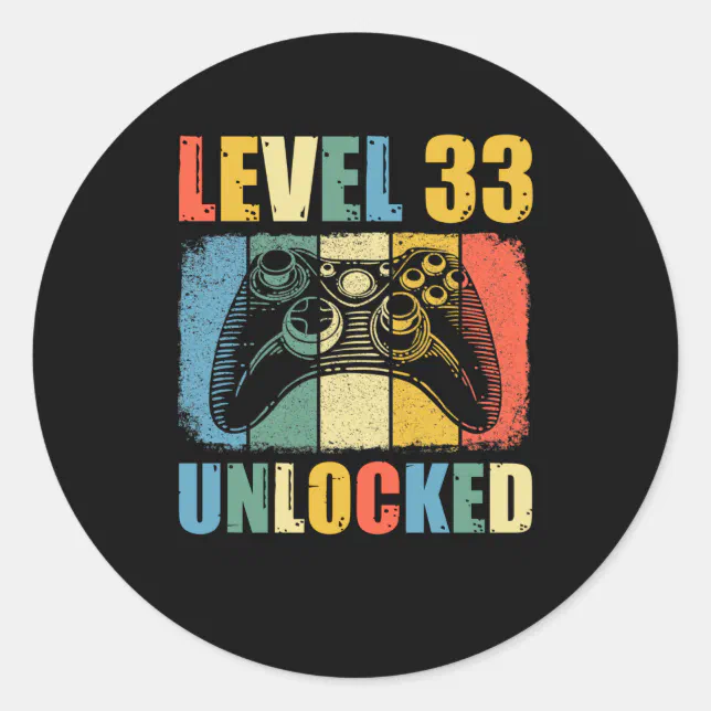 Level 33 unlocked classic round sticker | Zazzle