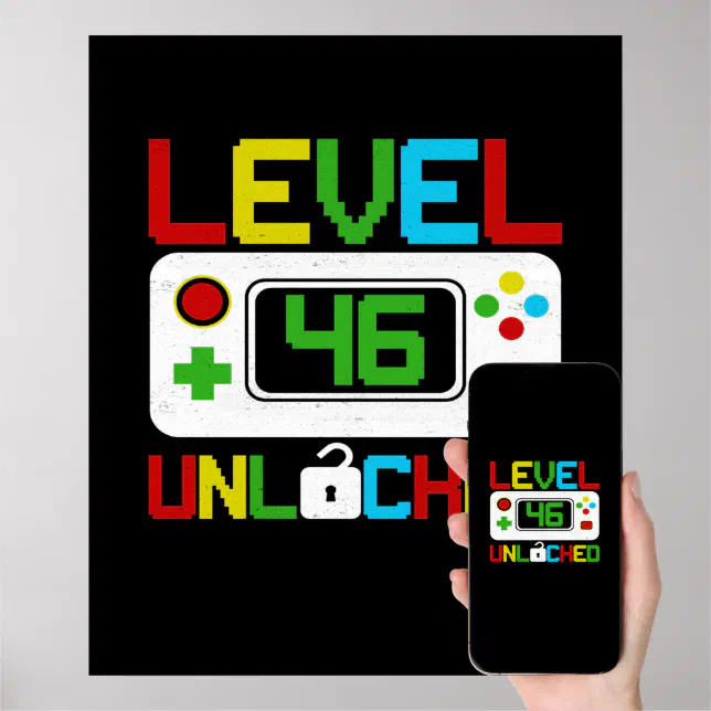 Level 46 Unlocked Video Game 10th Birthday Gift Poster | Zazzle