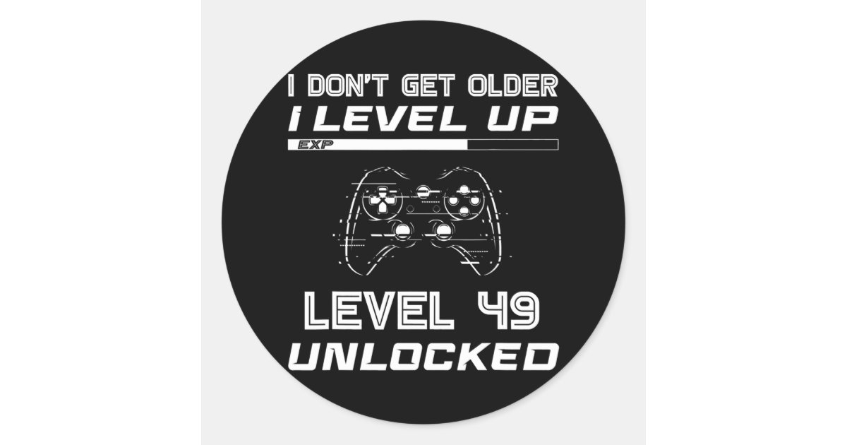 Level 49 Unlocked Gamer 49th Birthday Decorations Classic Round Sticker ...