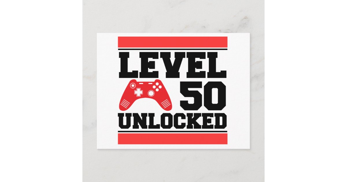Level 50 Unlocked Postcard | Zazzle
