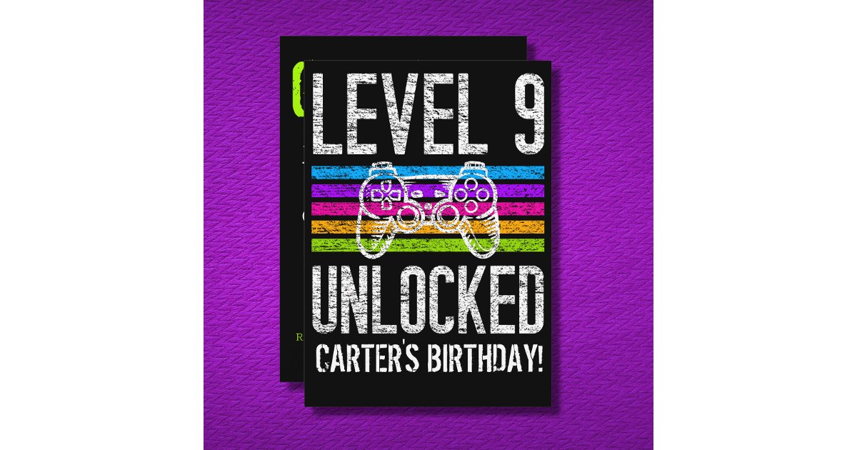 Level 9 Unlocked 9th Birthday Personalized Gamer Invitation | Zazzle