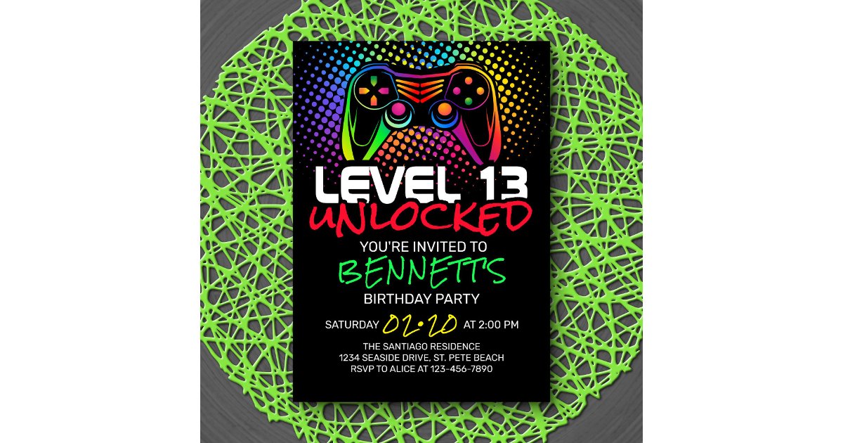 Level Unlocked Video Game Birthday Invitation | Zazzle