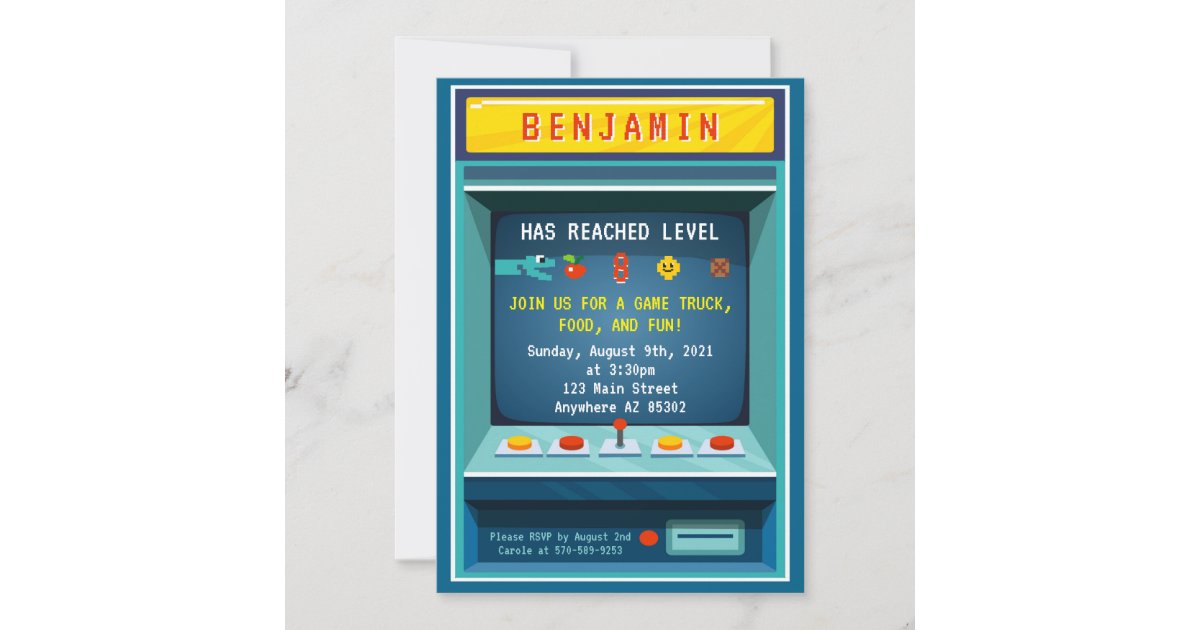 Level Up Arcade Game Birthday Party Invitation | Zazzle