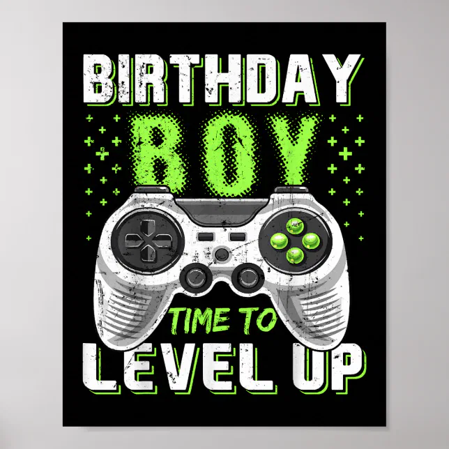 Level Up Birthday Boy Video Game Poster | Zazzle