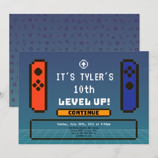 Level Up Birthday Invitation Video Games | Zazzle