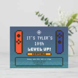 Level Up Birthday Invitation Video Games | Zazzle