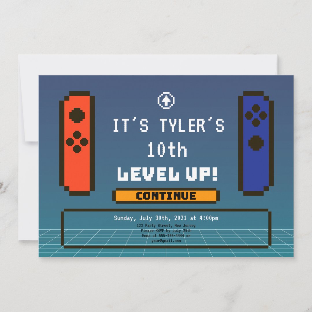Level Up Birthday Invitation Video Games | Zazzle