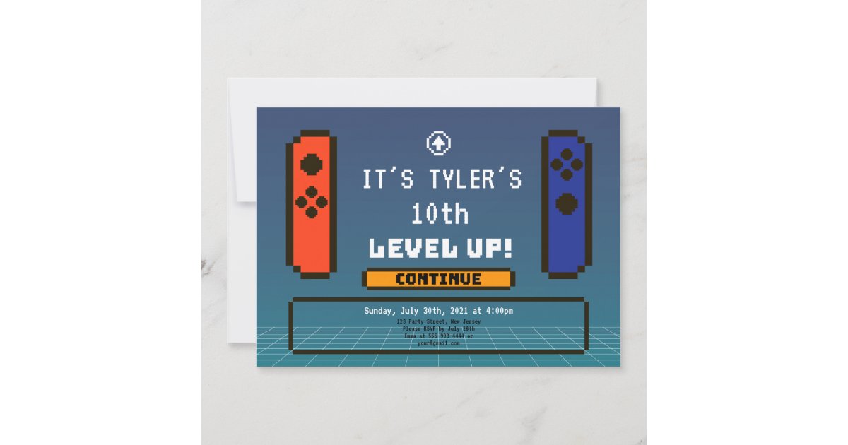 Level Up Birthday Invitation Video Games | Zazzle