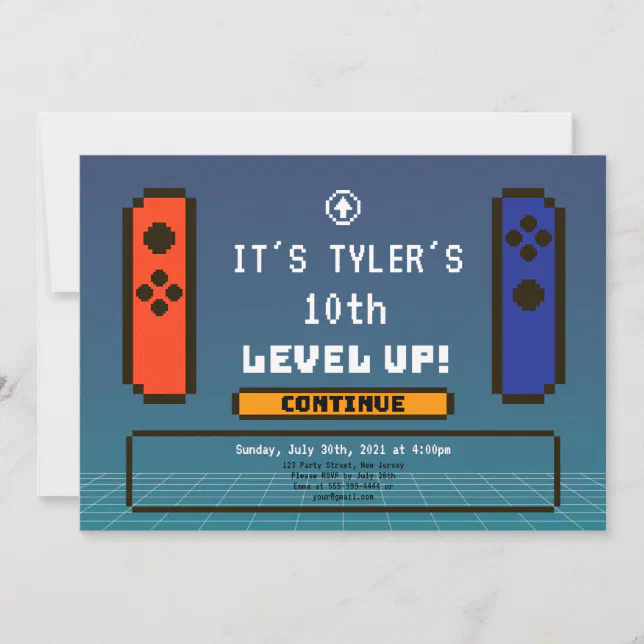 Level Up Birthday Invitation Video Games | Zazzle