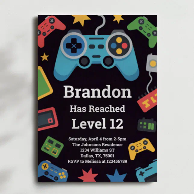 Level Up Boys Gamer Birthday Party Invitation | Zazzle