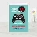 Level Up Gamer Kids Personalized Age Birthday Card | Zazzle