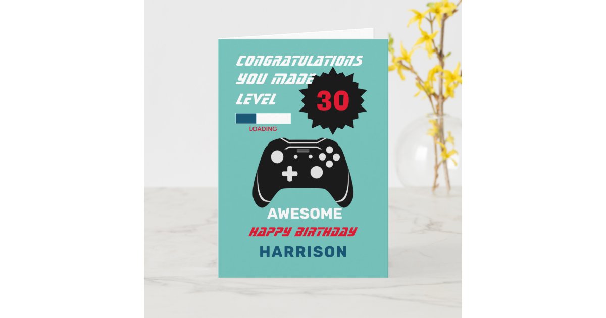 Level Up Gamer Personalized Age Happy Birthday Card | Zazzle