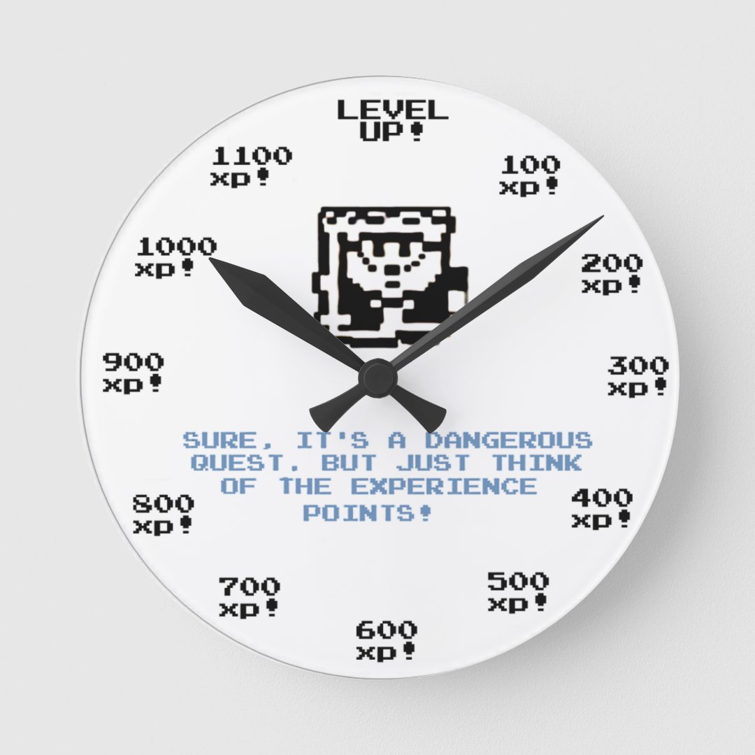 "Level up!" retro gaming RPG clock | Zazzle
