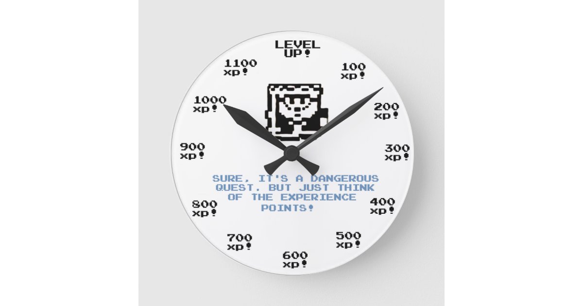 "Level up!" retro gaming RPG clock | Zazzle