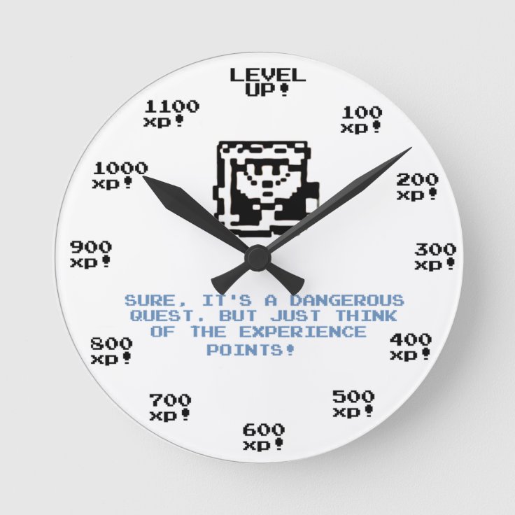 "Level up!" retro gaming RPG clock | Zazzle