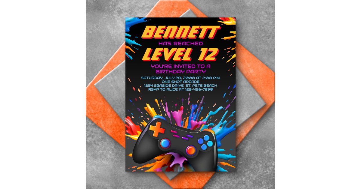 Level Up Video Game Birthday Invitation | Zazzle