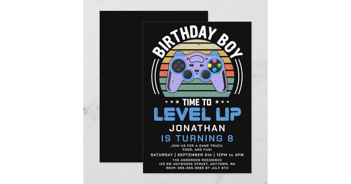 Level Up Video Game Birthday Party Invitation | Zazzle
