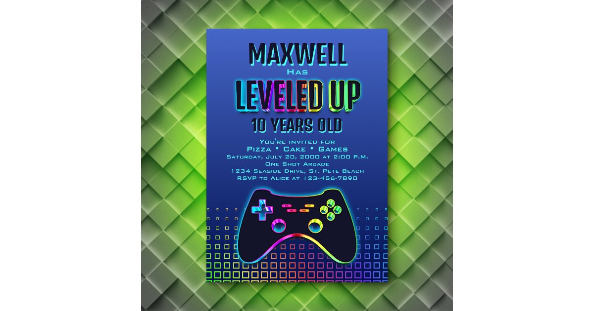Level Up Video Game Controller Birthday Invitation | Zazzle