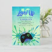 Level Up Video Game Controller Birthday Invitation | Zazzle