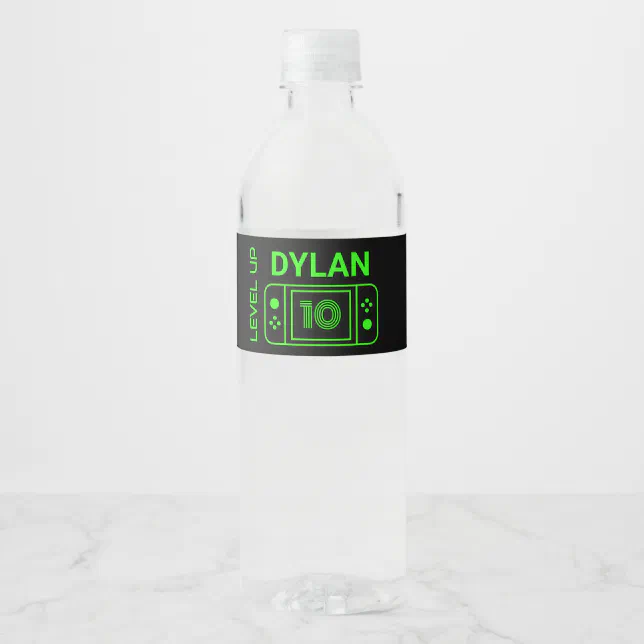 Level Up Video Game Controller Water Bottle Label | Zazzle