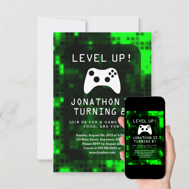 Level Up Video Game Game Truck Birthday Party Invitation | Zazzle
