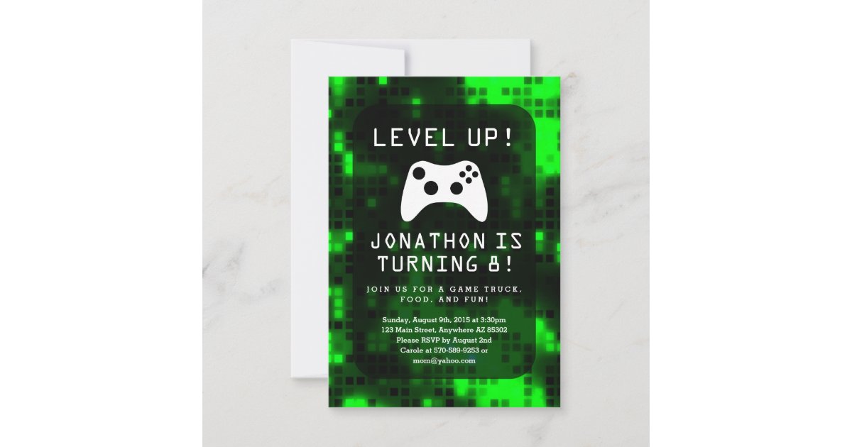 Level Up Video Game Game Truck Birthday Party Invitation | Zazzle