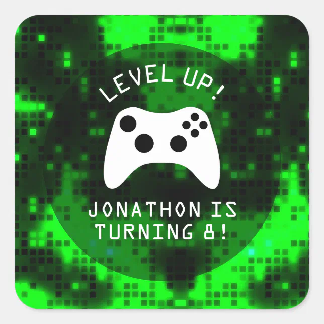 Level Up Video Game Game Truck Birthday Party Square Sticker | Zazzle