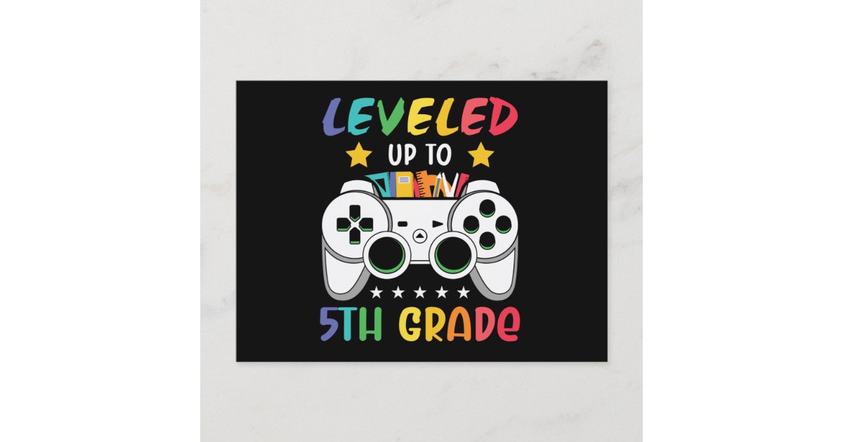 Leveled Up To 5th Grade Back to School Video Gamer Postcard | Zazzle