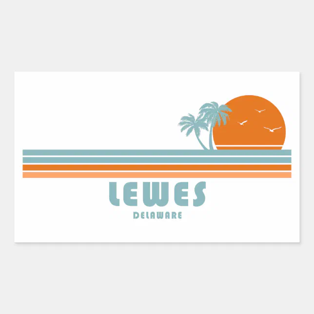Lewes Delaware Sun Palm Trees Rectangular Sticker | Zazzle
