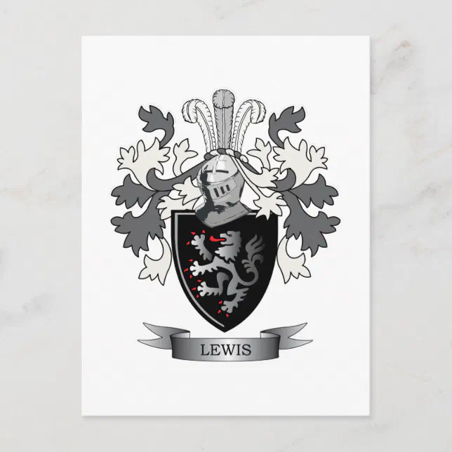 Lewis Family Crest Coat of Arms Postcard | Zazzle
