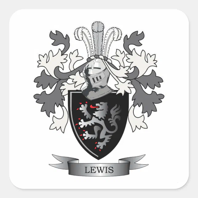 Lewis Family Crest Coat of Arms Square Sticker | Zazzle