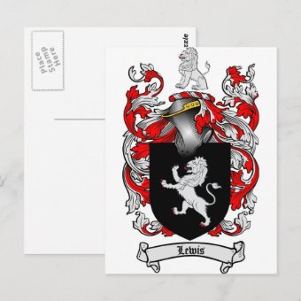 Lewis Family Crest - Lewis Coat of Arms Postcard | Zazzle