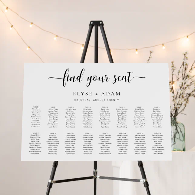 Leyton Minimal 16 Table Seating Chart Foam Board | Zazzle