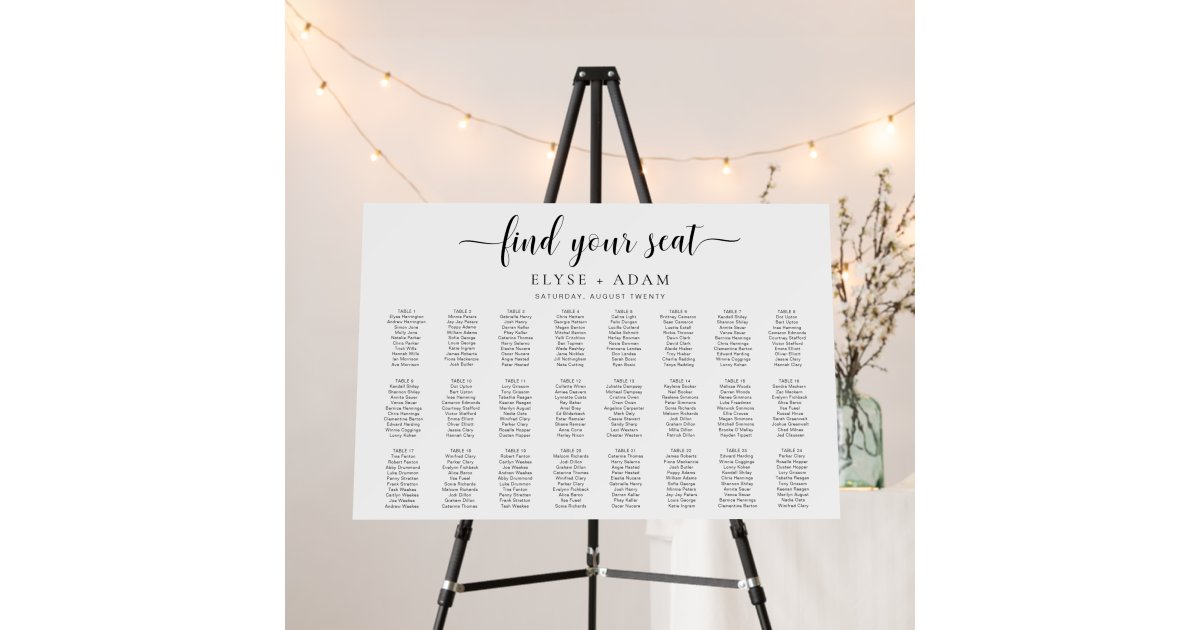 Leyton Minimal 24 Table Seating Chart Foam Board | Zazzle