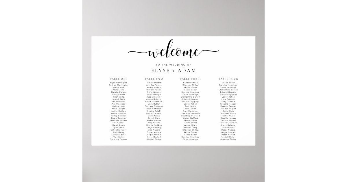 Leyton Minimal 4 Banquet Table Seating Poster | Zazzle