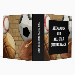 Lg Custom All-Star Sports Athlete School Notebook 3 Ring Binder | Zazzle