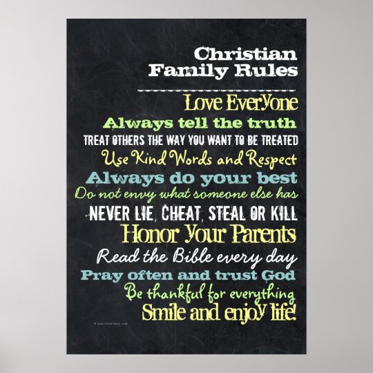 Lg Personalized Christian Family Rules House Sign | Zazzle