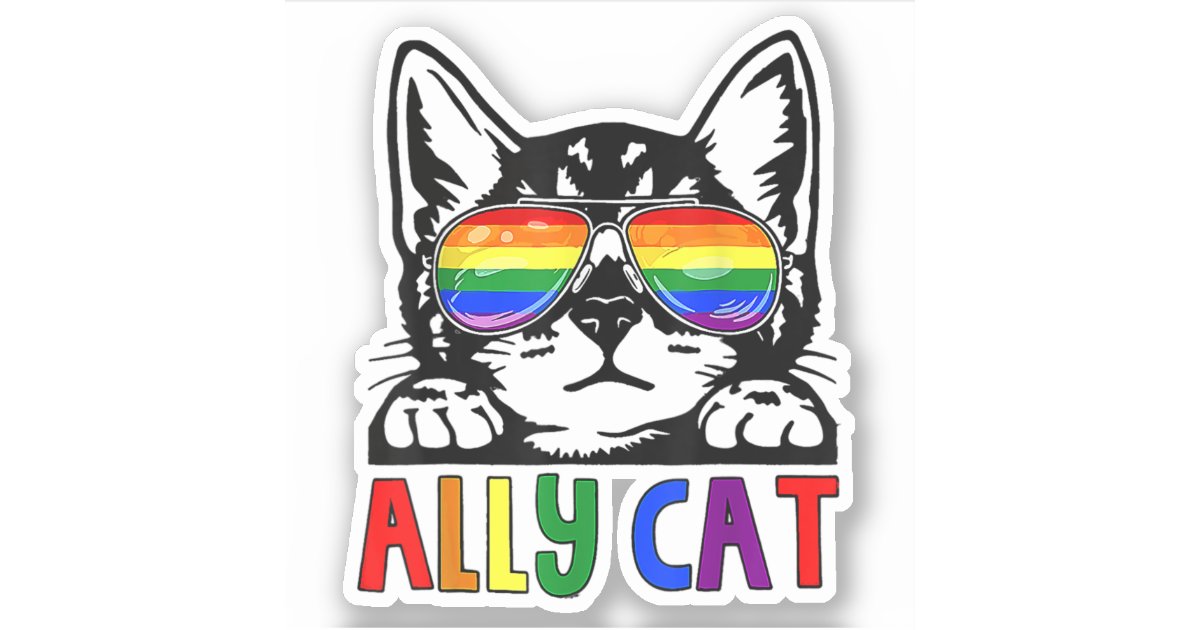 Lgbt Ally Cat Be Kind Gay Rainbow Funny Lgbtq Sticker Zazzle
