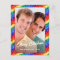 LGBT Christmas Rainbow Flag Gay Pride Custom Photo Holiday Postcard ...