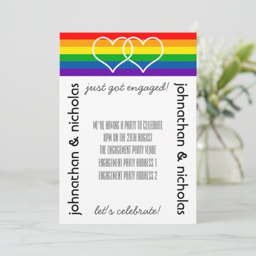 LGBT Flag Gay Engagement Party Invitation | Zazzle