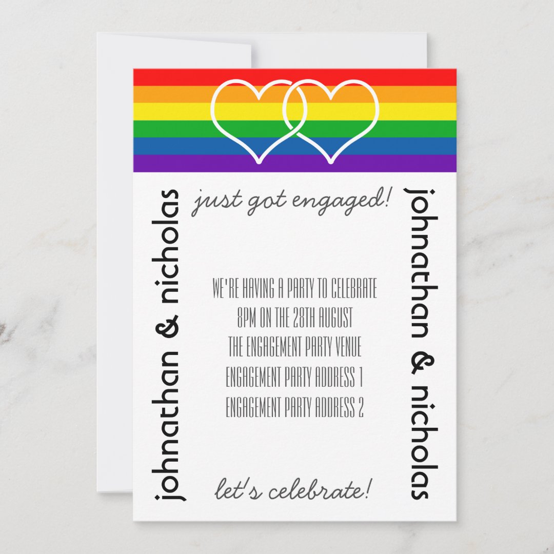 LGBT Flag Gay Engagement Party Invitation | Zazzle