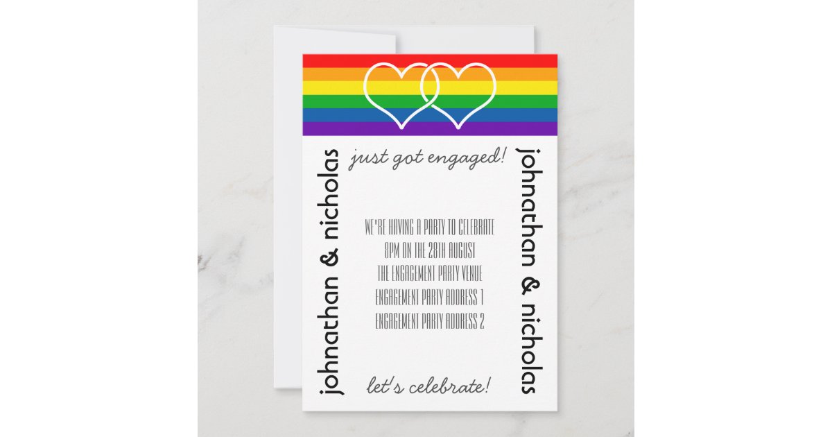 LGBT Flag Gay Engagement Party Invitation | Zazzle