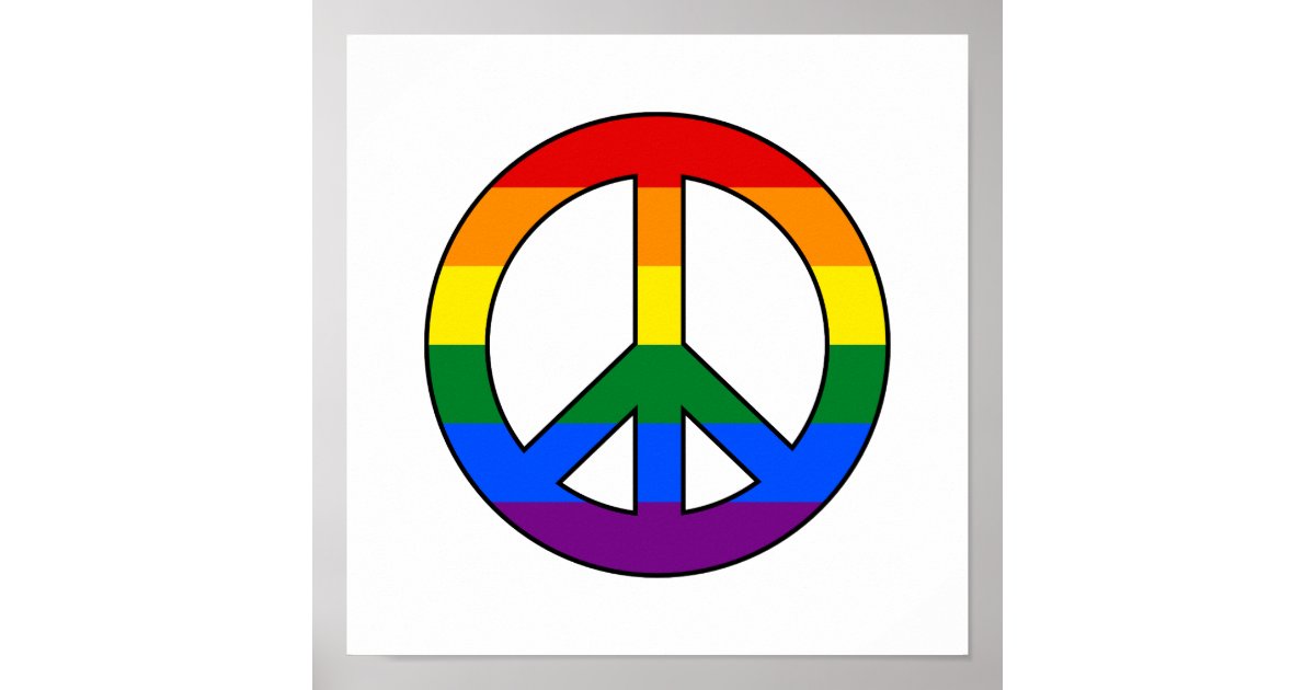 LGBT flag peace sign poster | Zazzle