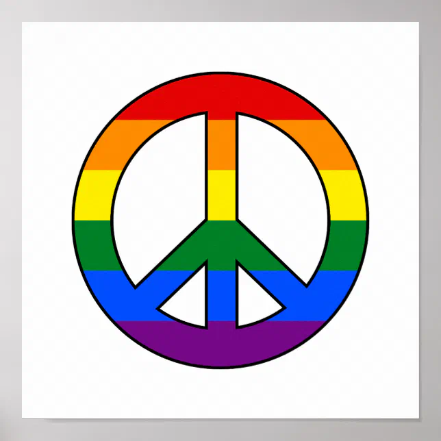 LGBT flag peace sign poster | Zazzle